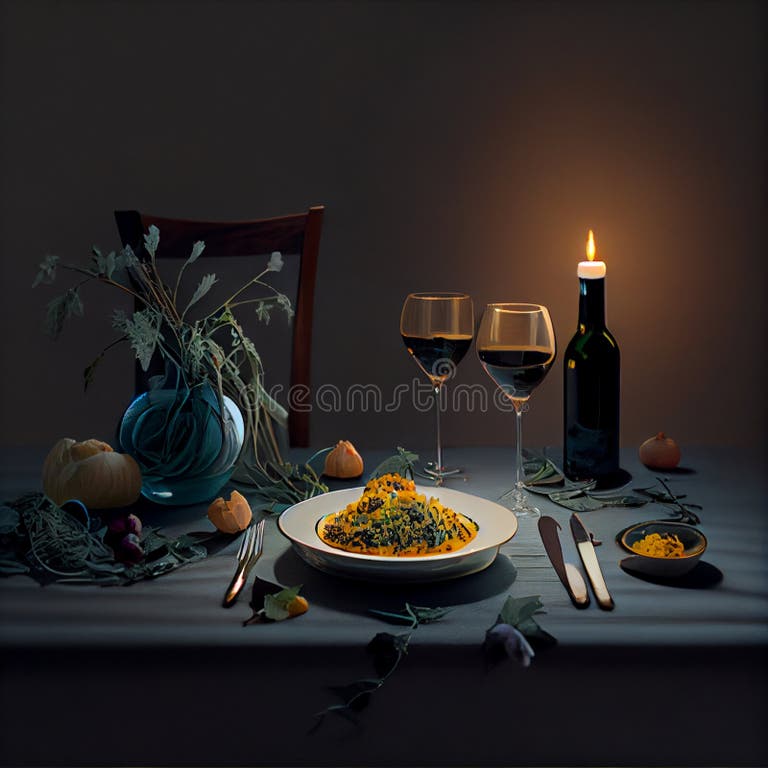 Romantic Dinner Tables stock illustration. Illustration of table ...