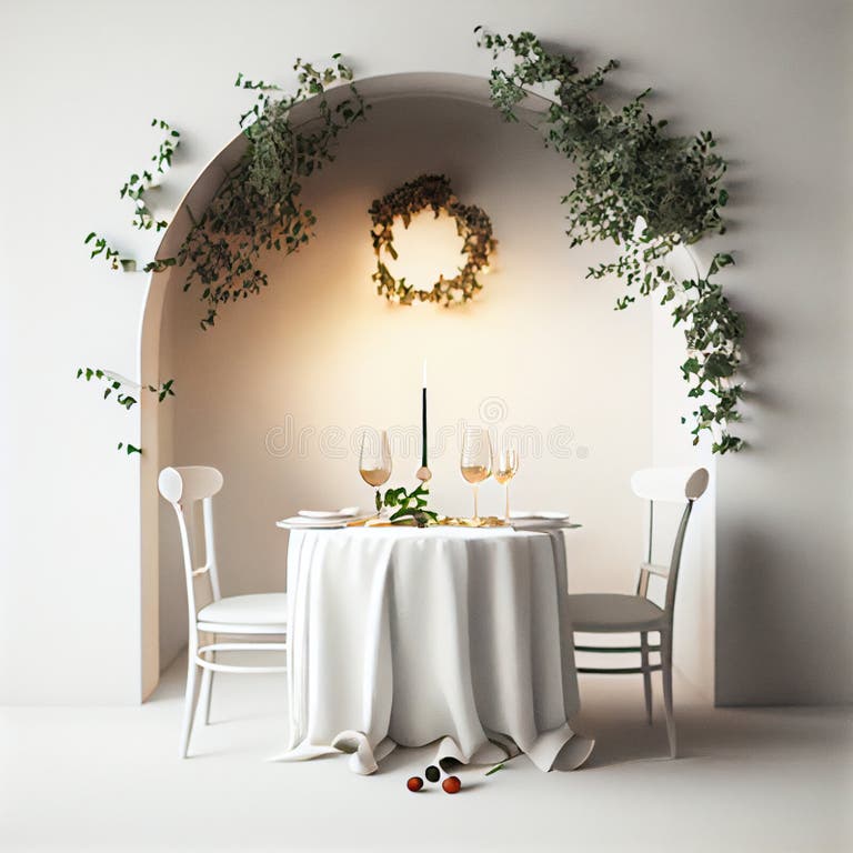 Romantic Dinner Tables stock illustration. Illustration of food - 266954867