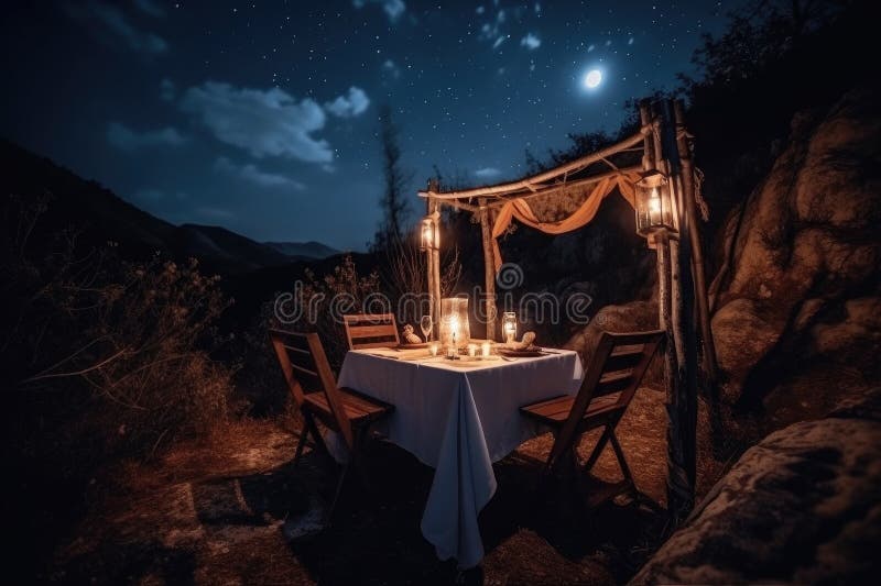 Romantic Dinner for Two, with Candlelight and Soft Music, Under Starry ...