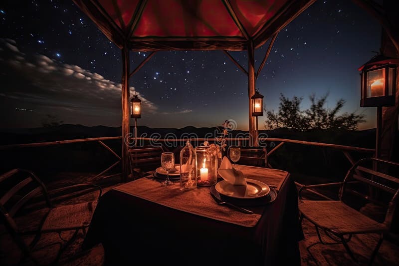 Romantic Dinner for Two, with Candlelight and Soft Music, Under Starry ...
