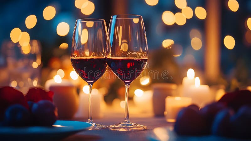 A Romantic Dinner for Two with Candlelight and Wine Stock Illustration ...