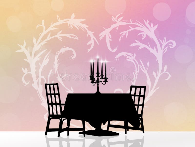 Romantic dinner for two stock illustration. Illustration of year - 67021441