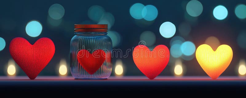 A Romantic Display of Hearts in Various Colors, Symbolizing Love and ...