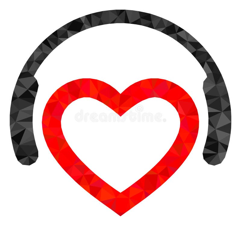 Romantic Dj Headphones Triangle Lowpoly Flat Icon Stock Vector ...