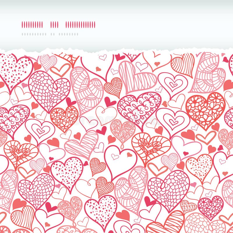 Romantic Doodle Hearts Horizontal Torn Seamless Stock Vector ...