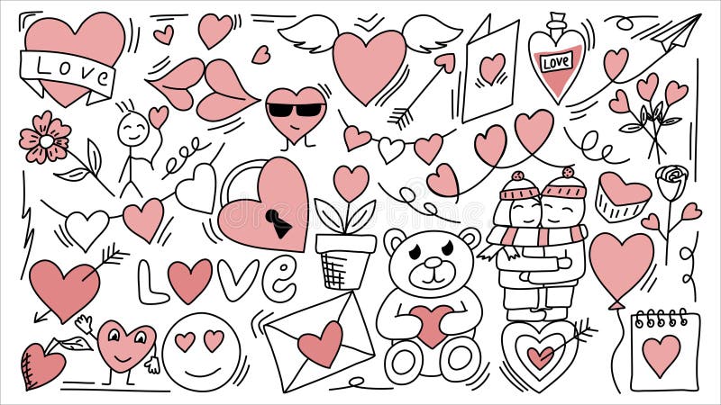 Romantic Doodle for Valentines Day. Vector Illustration Stock Vector ...