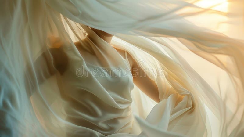A Romantic and Dreamy Scene Captured with a Soft Billowing Fabric As ...