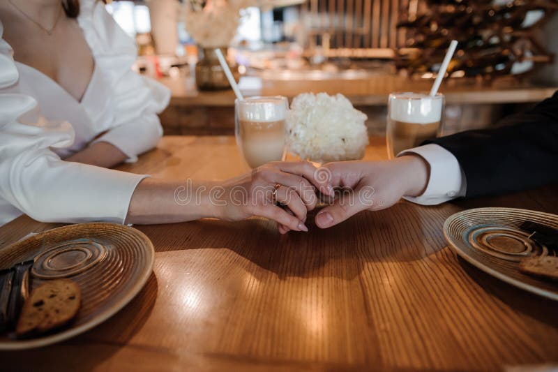 Romantic Engagement Moment Over Coffee at Cozy Cafe Stock Image - Image ...