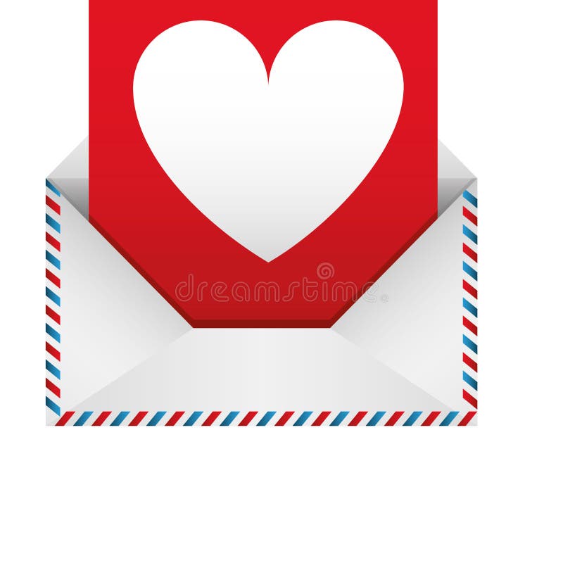 Romantic Envelope with Heart Draw Stock Illustration - Illustration of ...