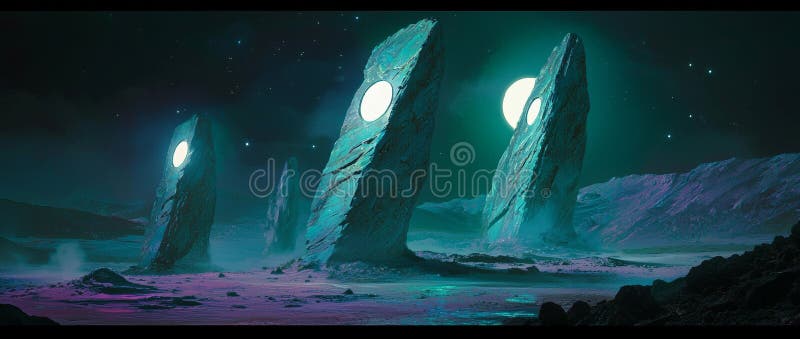 In a Romantic Era Surreal Style, this Cosmic Landscape Features Glowing ...