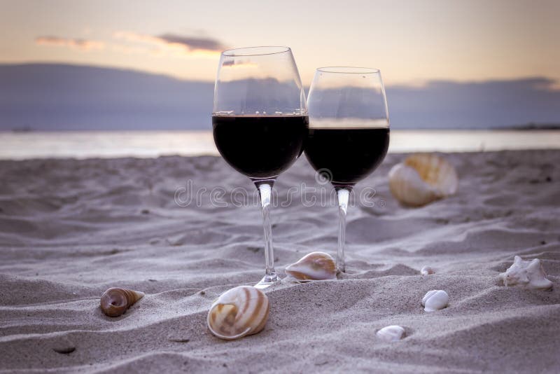 Red Wine Beach Sunset stock photo. Image of beverage, stemware - 473002