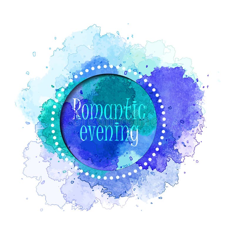 Romantic Evening - Blue Vector Watercolor Blot Stock Vector ...