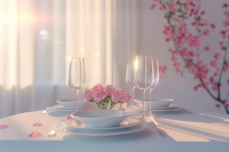 Romantic Evening. Elegant Dining Table Setting of Restaurant Stock ...