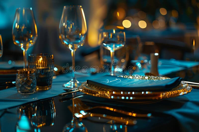 Romantic Evening. Elegant Dining Table Setting of Restaurant Stock ...