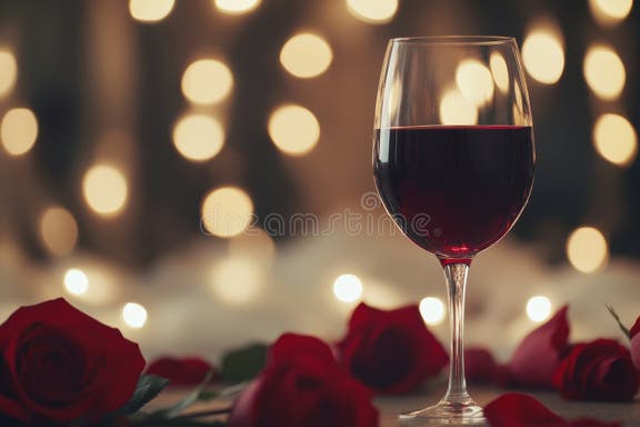 Romantic Evening with Red Wine and Roses Stock Photo - Image of ...