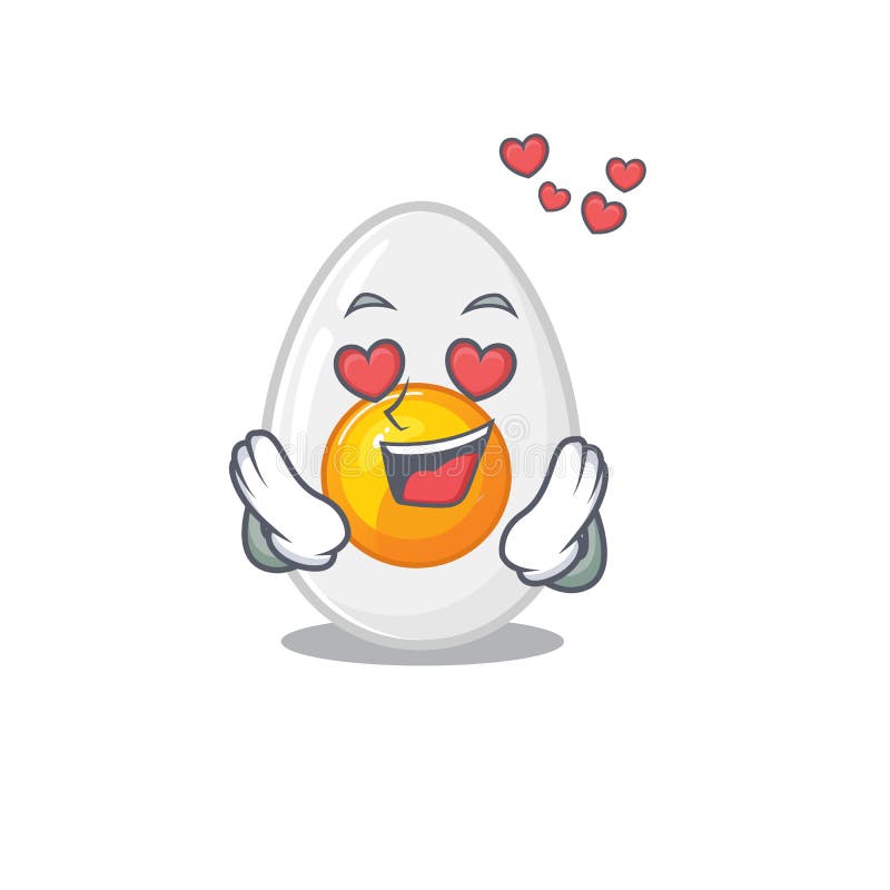 Romantic Falling in Love Boiled Egg Cartoon Character Concept Stock ...