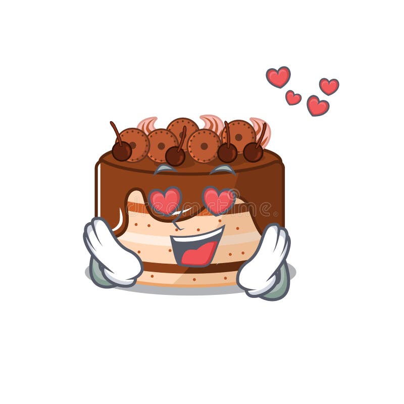 Romantic Falling in Love Chocolate Cake Cartoon Character Concept Stock ...