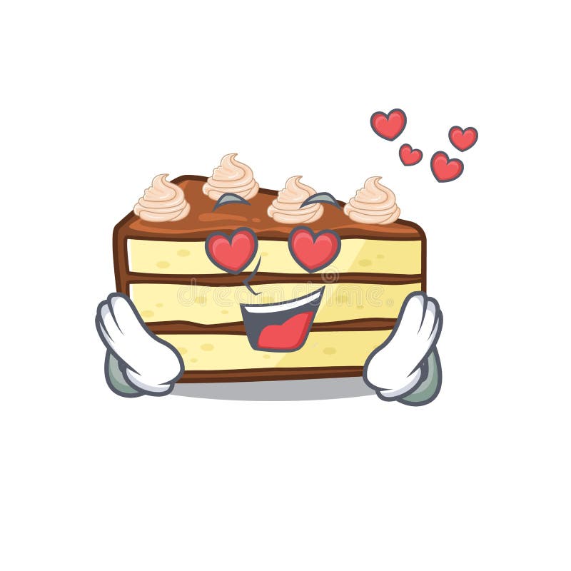 Romantic Falling in Love Chocolate Slice Cake Cartoon Character Concept ...