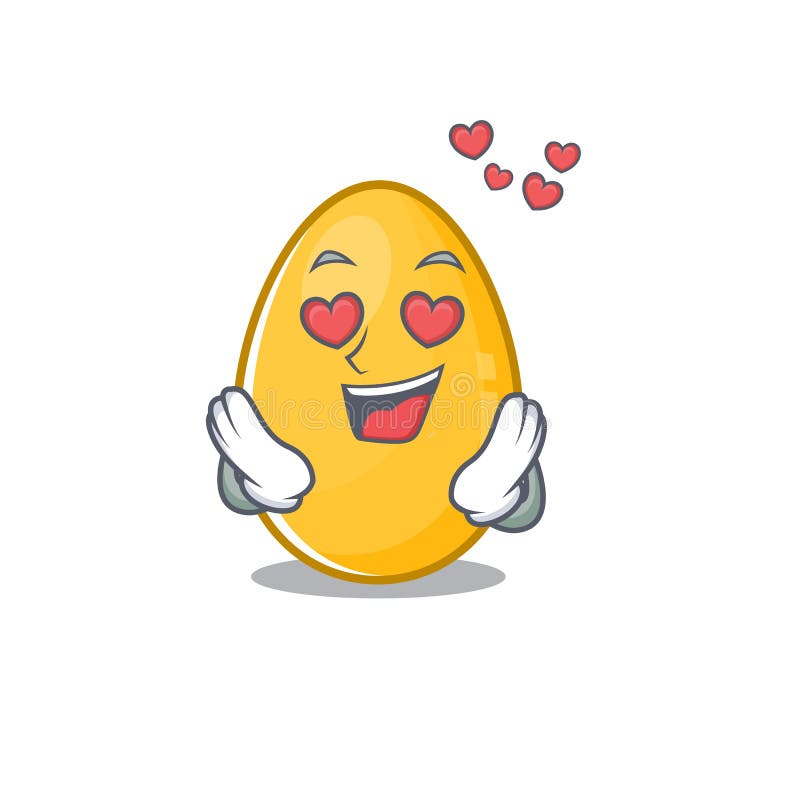Romantic Falling in Love Golden Egg Cartoon Character Concept Stock ...