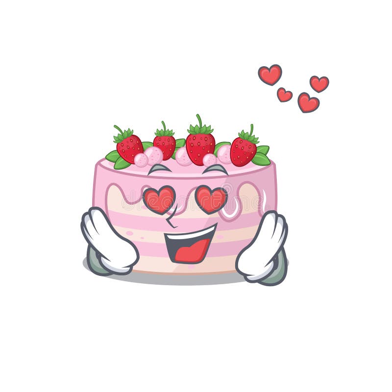 Romantic Falling in Love Strawberry Cake Cartoon Character Concept ...
