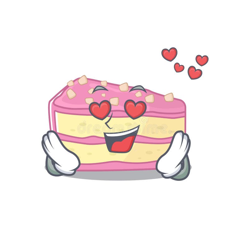 Romantic Falling in Love Strawberry Slice Cake Cartoon Character ...