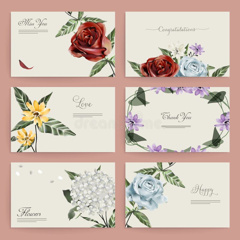 Floral cards set stock vector. Illustration of greeting - 43370187