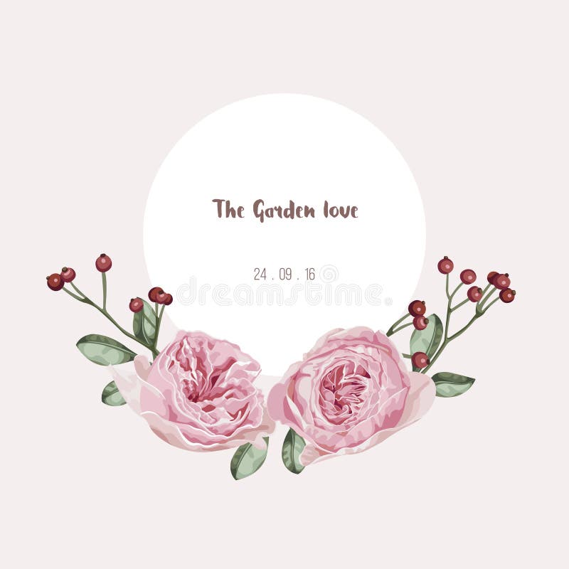 Romantic Floral Invitation Card, Flowers Pattern and Circle Label Stock ...