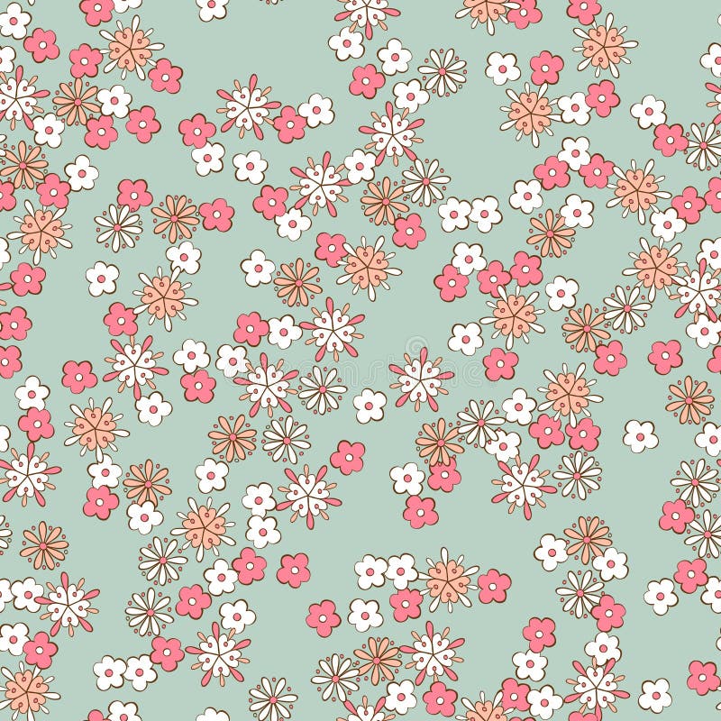 Romantic Floral Seamless Pattern Stock Illustration - Illustration of ...