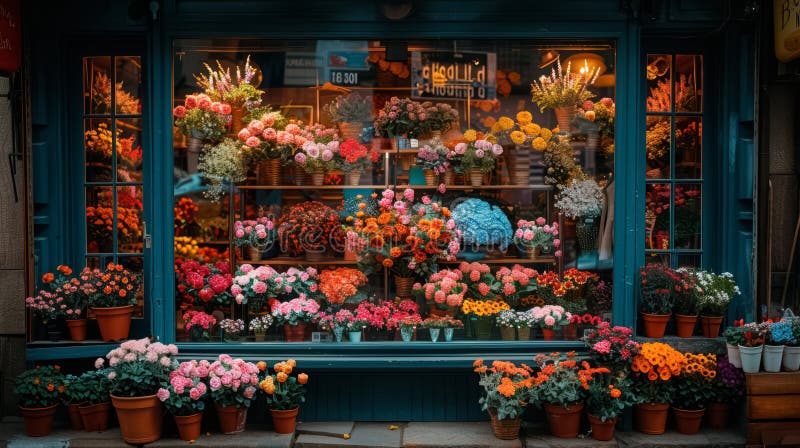 Romantic flower shop stock illustration. Illustration of rose - 343604929