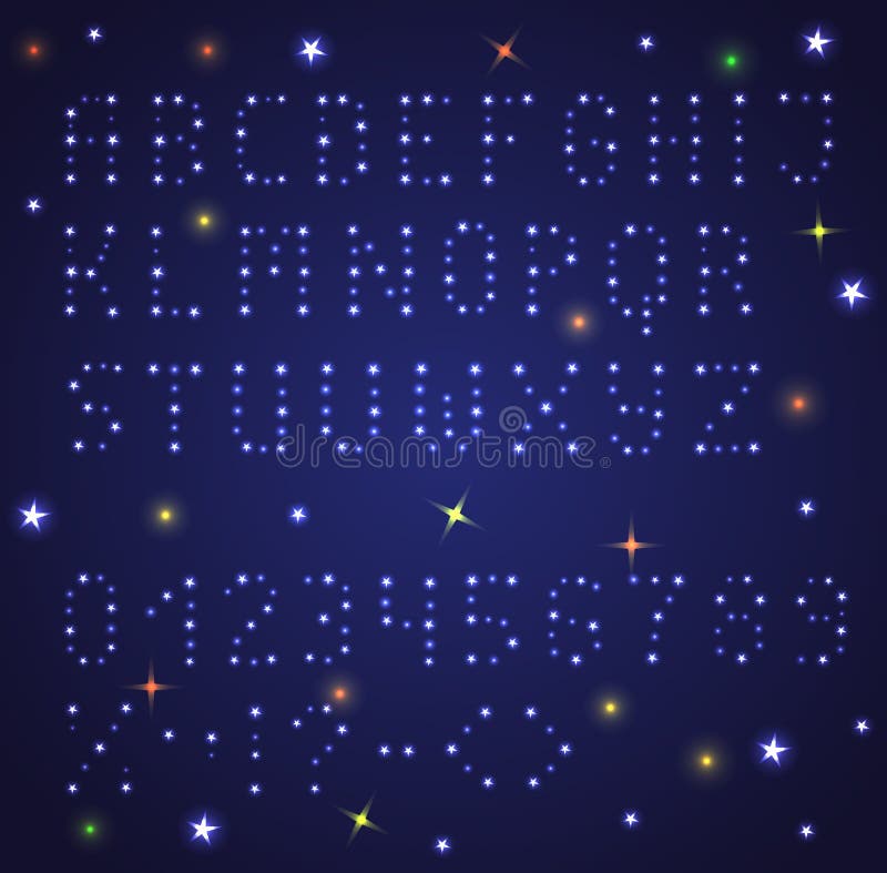 Romantic Font from Stars. Collection of Characters, Numbers and Stock ...