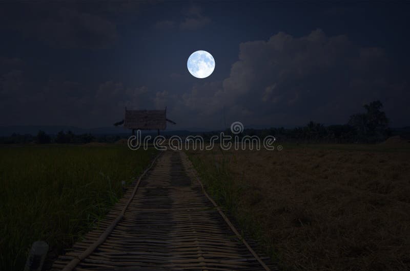 Romantic Full Moon Over the Field in the Winter Stock Image - Image of ...