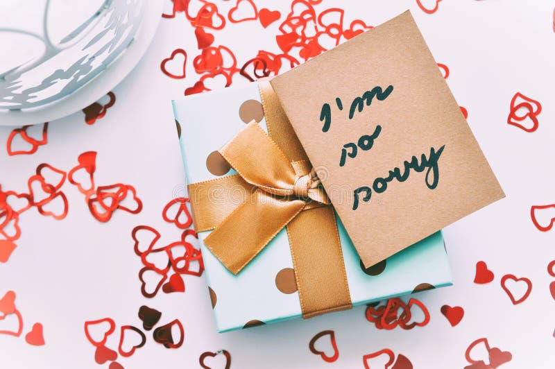 Im so Sorry Card on a Gift Box Stock Image - Image of pattern, brand ...