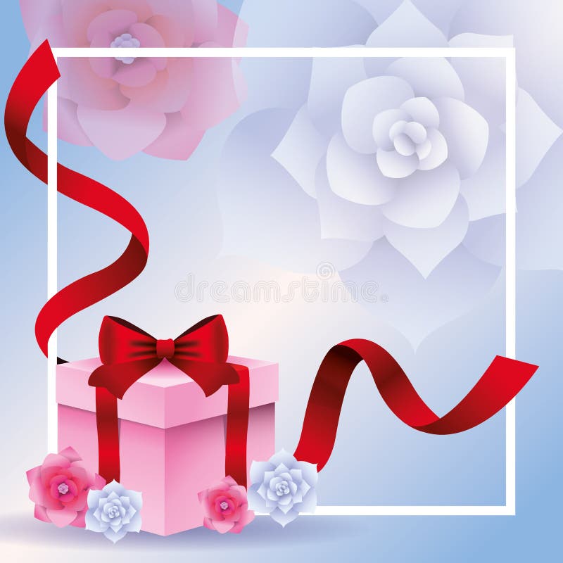Romantic gift box present stock vector. Illustration of background ...