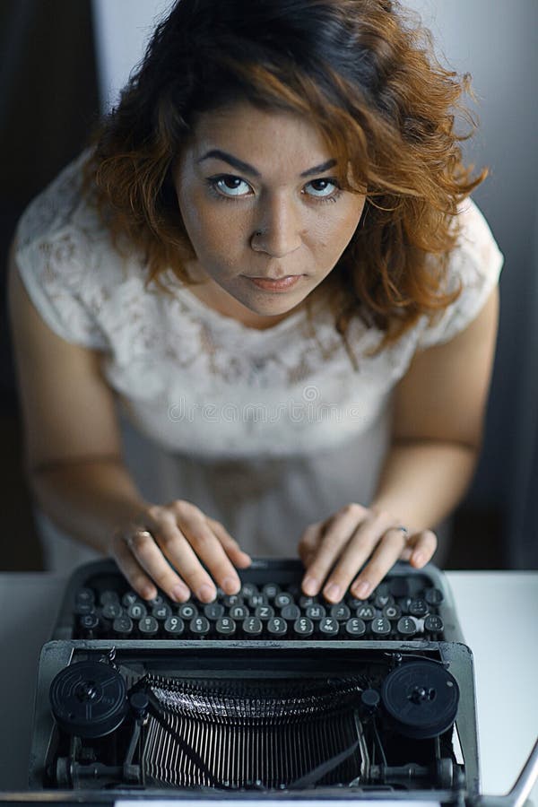 Romantic girl is typing stock image. Image of japan, book - 51048823