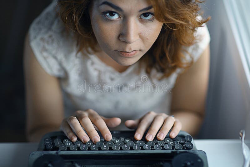 Romantic girl is typing stock image. Image of lifestyle - 51048827