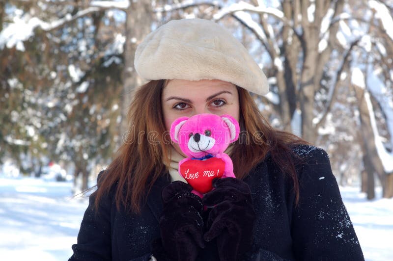 Romantic girl in winter stock photo. Image of freezing - 3970540