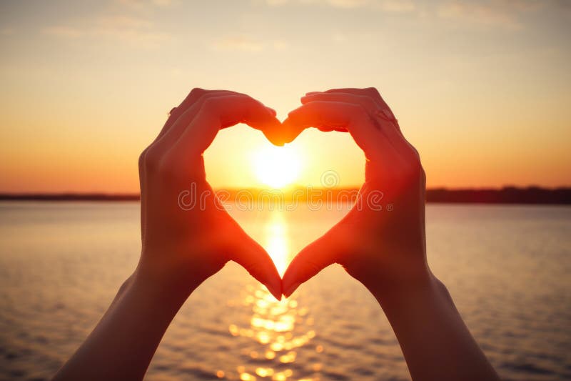 Romantic Hand Heart Silhouette. Generative Ai. Stock Illustration ...