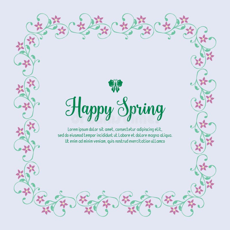Romantic Happy Spring Greeting Card Design, with Unique Leaf and Pink ...