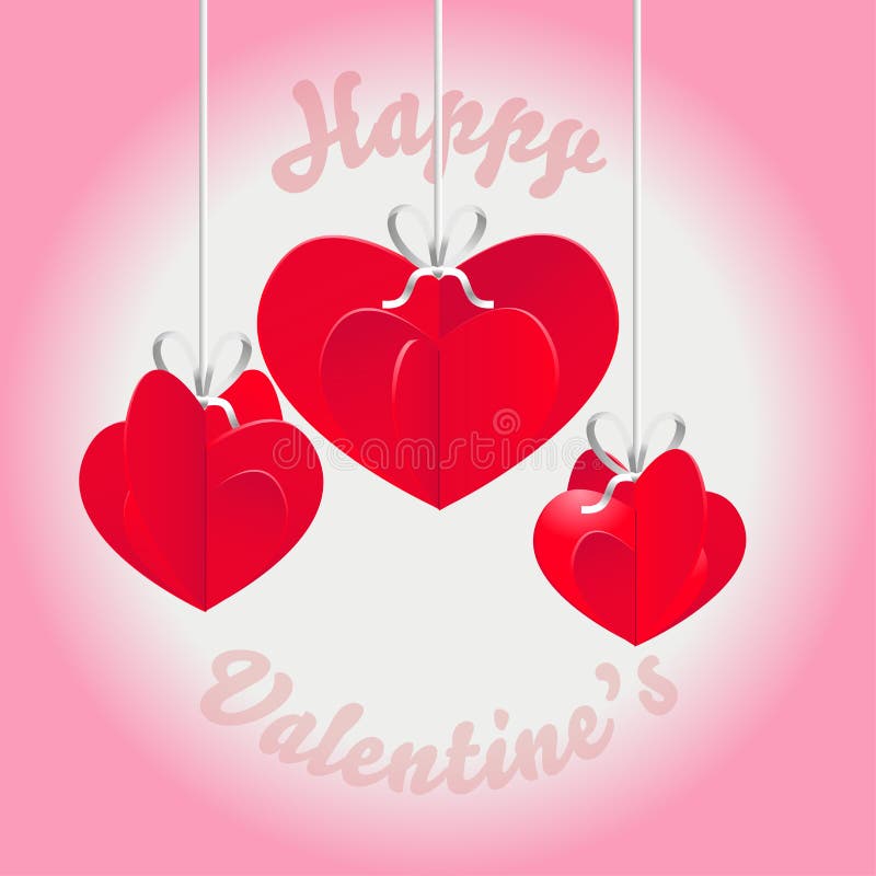 Romantic Happy Valentines Day Card. Composition of Hearts and Festive ...