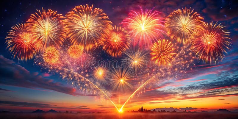 Romantic Heart Fireworks a Stunning Generative Art Display of Festive ...