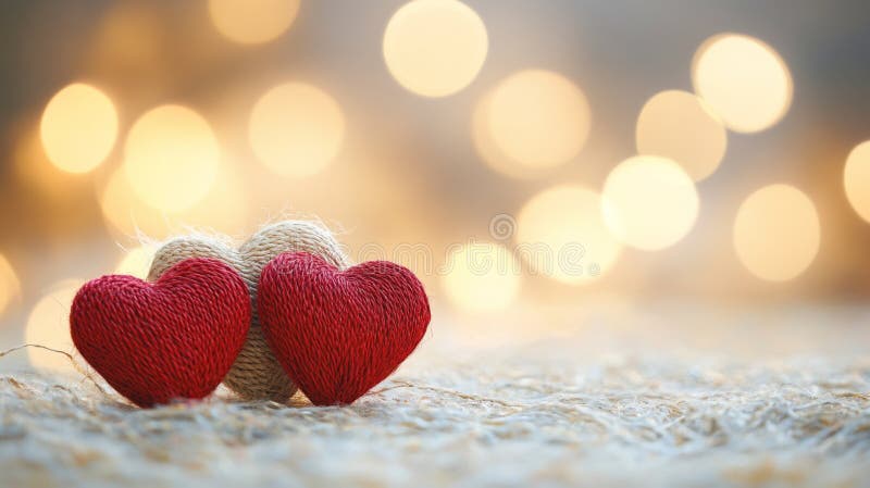Romantic Heart Props on Soft Background with Bokeh Lights Stock Photo ...