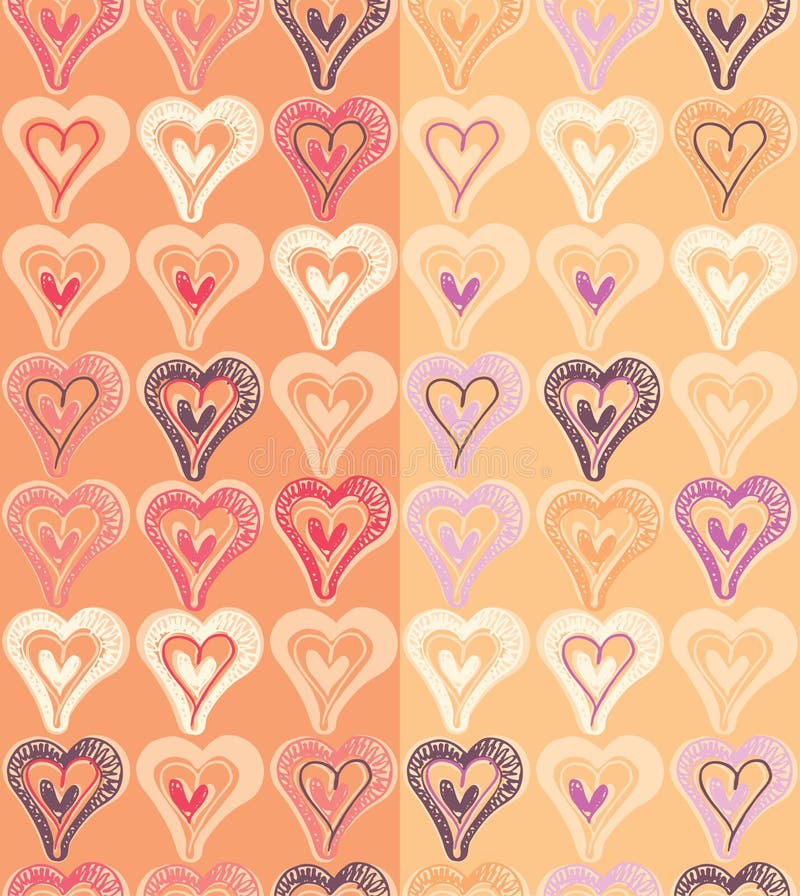 Romantic Heart Seamless Pattern. Stock Illustration - Illustration of ...