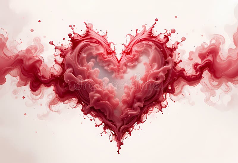 Romantic Heart Shape Created with Red Liquid Splash Stock Illustration ...