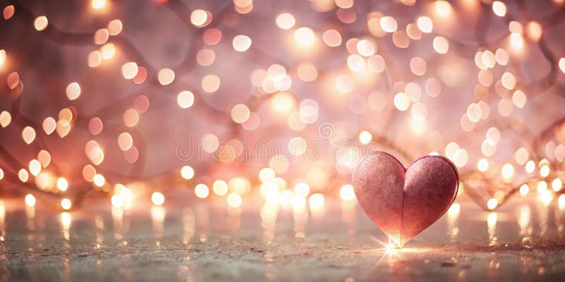 Romantic Heart Shape Decor with Warm Festive Lights. Generative AI ...
