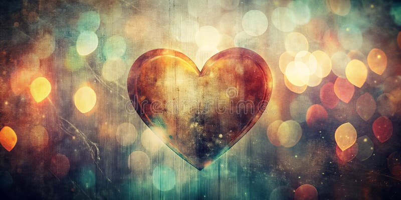 Romantic Heart Shape with Textured Background and Bokeh Lights ...