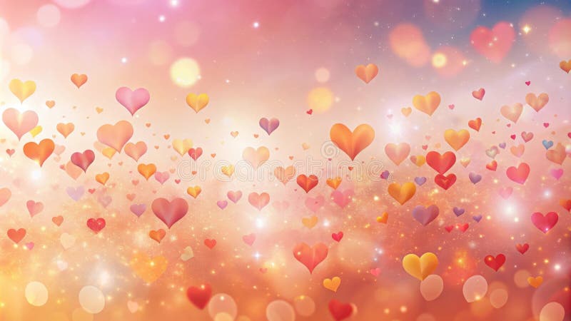 Romantic Heart-shaped Confetti Falling on a Glimmering Background ...