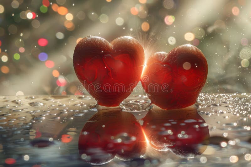 Romantic Heart Shaped Objects Surrounded by a Beautiful Sparkling Bokeh ...