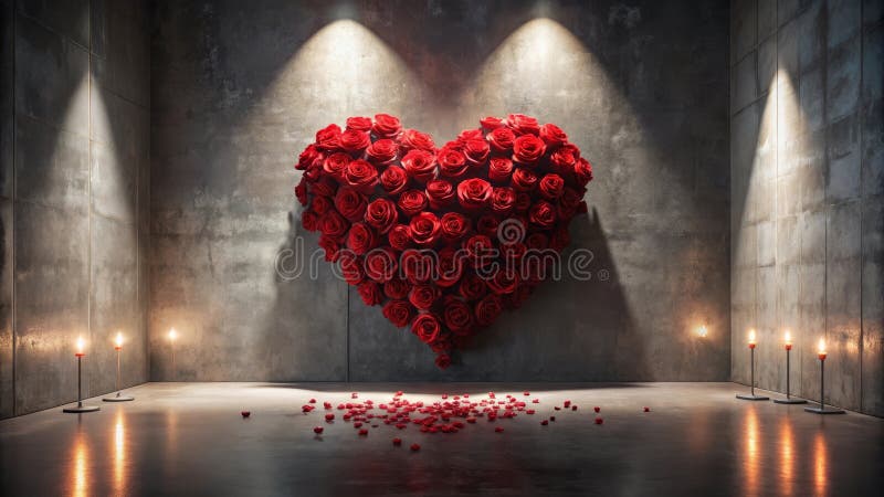 Romantic Heart Shaped Rose Arrangement in a Modern Setting. Generative ...