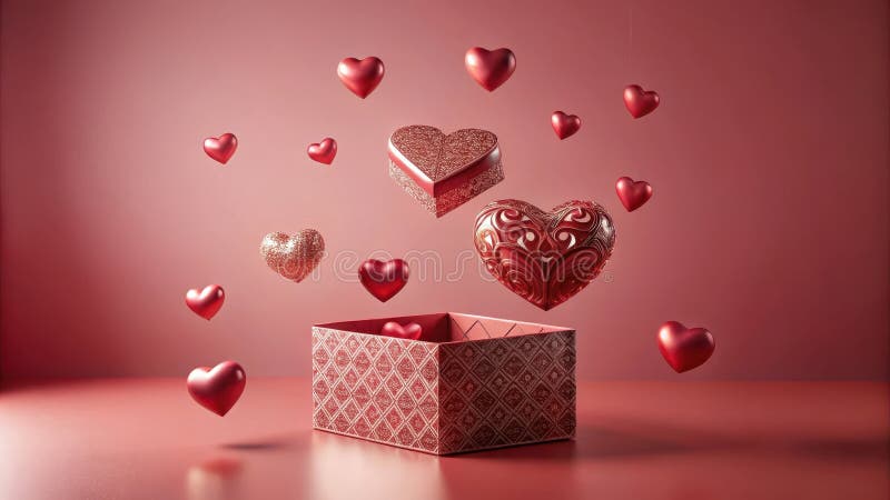 Romantic Hearts Float into an Open Decorative Box, a Symbol of Love and ...