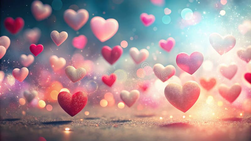 Romantic Hearts Floating in a Sparkling, Magical Setting. Generative AI ...